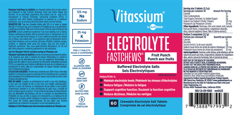 SaltStick Vitassium Sodium & Potassium - Treat Dysautonomia - The Podium